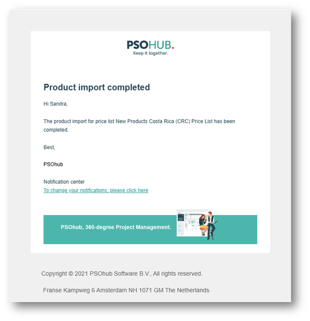 Import products from SAP Business One to PSOhub